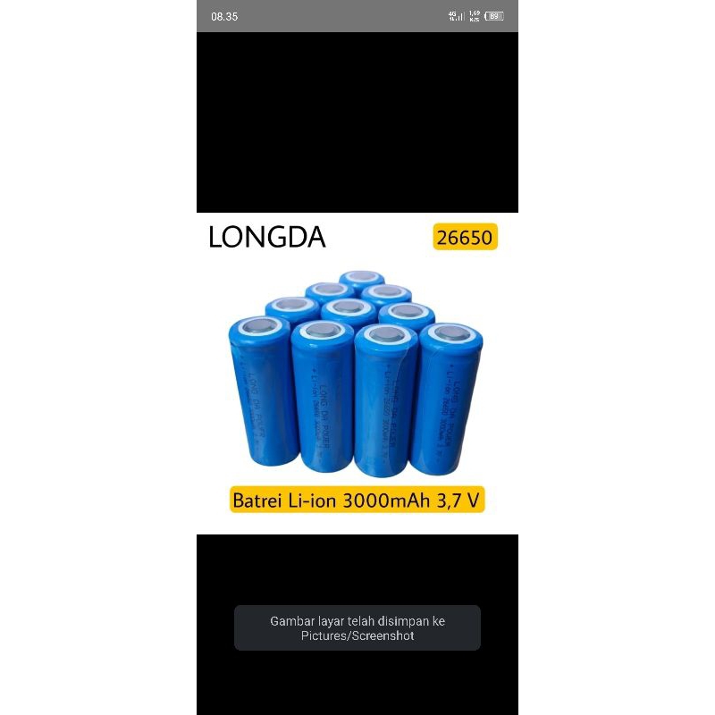 Jual Batrei Li-ion Rechargeable 26650 LONGDA 3000mAh 3,7V. | Shopee ...