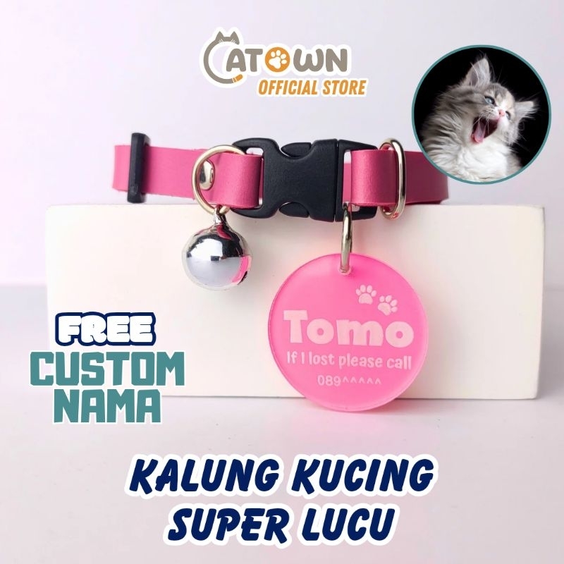 Jual Catown D020W - Kalung Kucing Custom Nama | Tag Identitas Kalung ...
