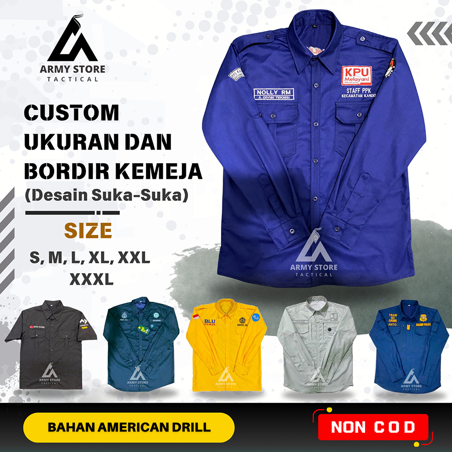Jual KEMEJA PDL CUSTOM UKURAN DAN BORDIR (desain suka-suka) BAHAN ...