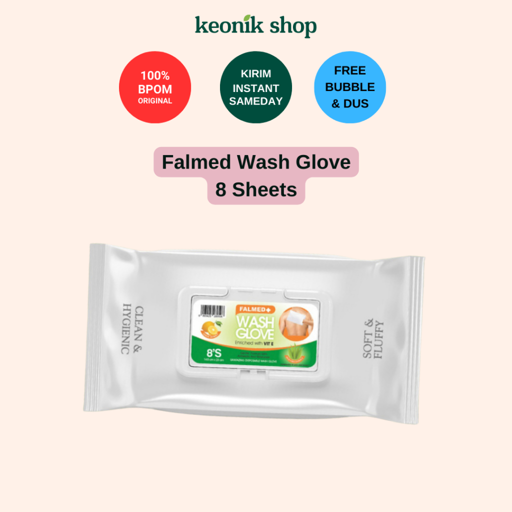 Jual FALMED WASH GLOVES TISSUE BASAH / WASLAP MANDI SEKALI PAKAI ...