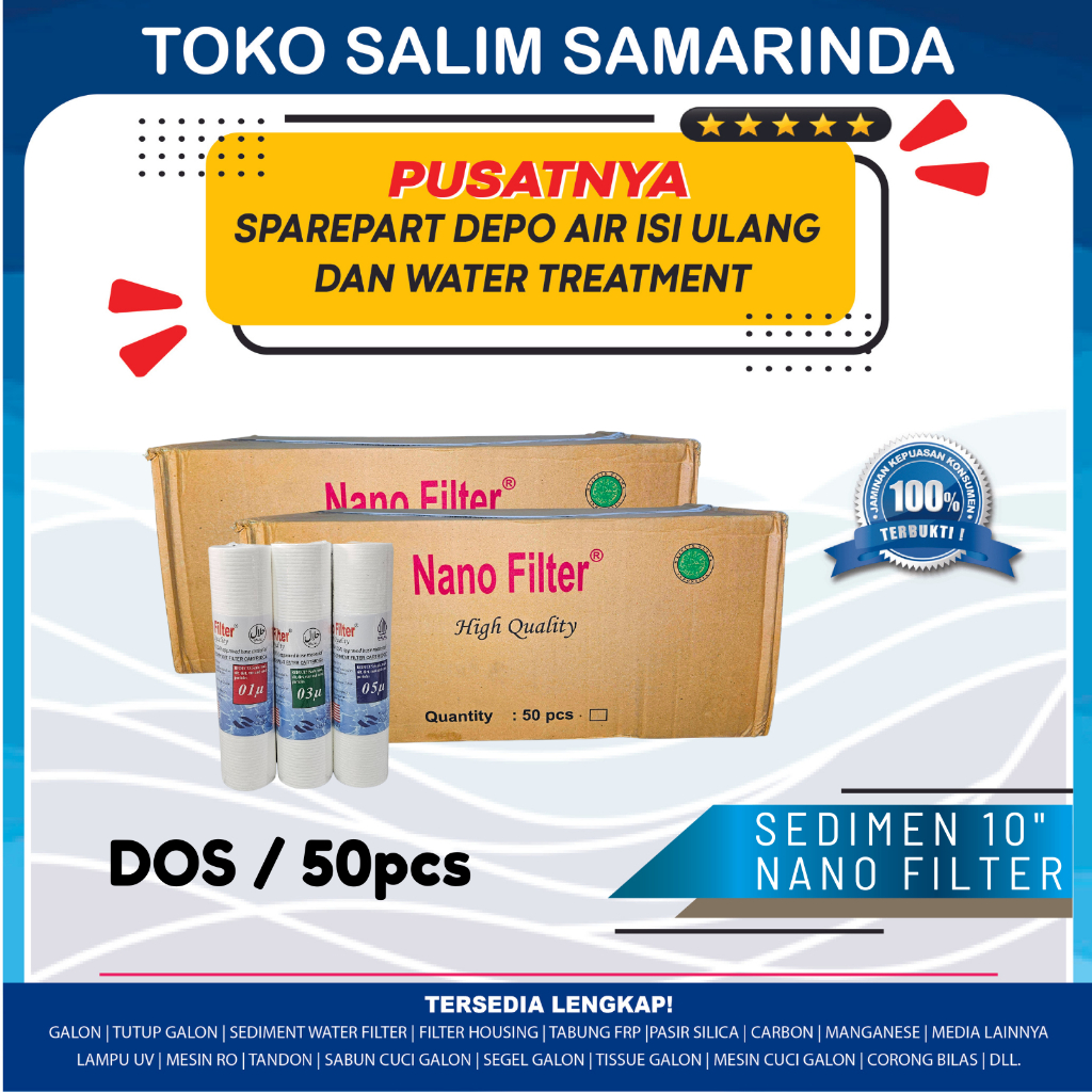 Jual Sedimen /Spun /Filter Air /Cartridge Saringan Air Nano 10'' 01/03 ...