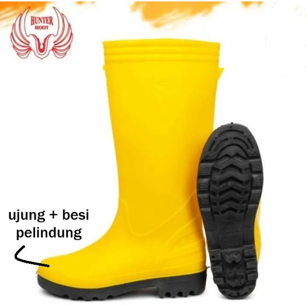 Jual Sepatu Boot Karet Kuning Tinggi Anti Air Boots Panjang Bot + Besi ...
