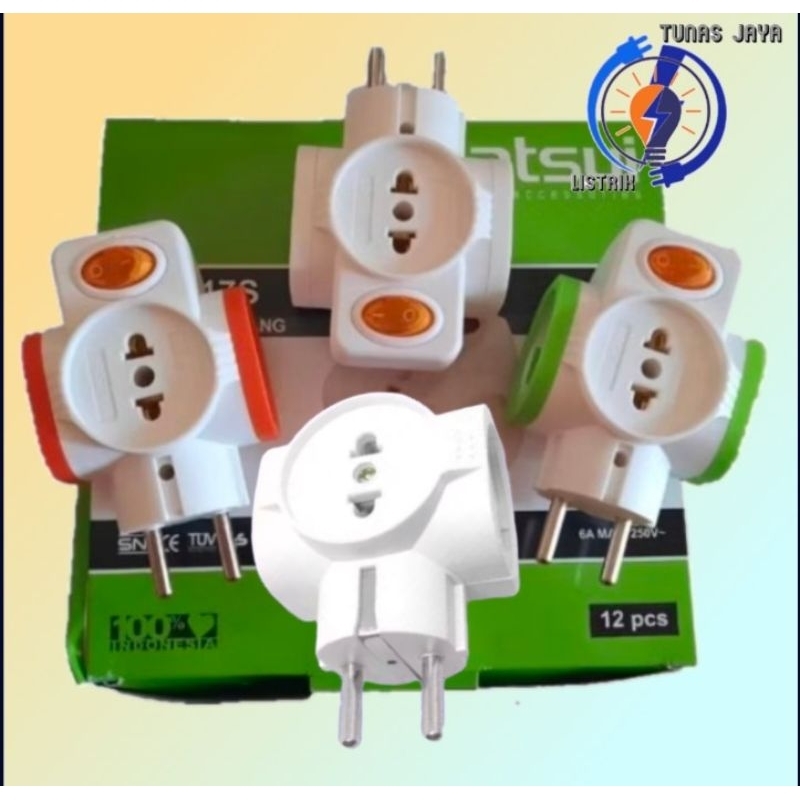 Jual Steker T Multi Cabang 4 Matsui Colokan Steker 4 Cabang + Switch On ...