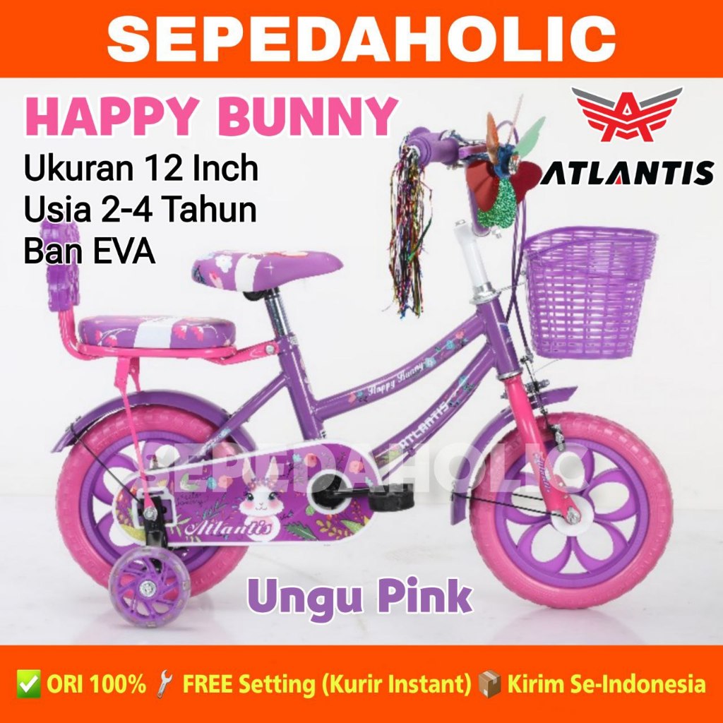 Jual Sepeda Anak Perempuan ATLANTIS MINI HAPPY BUNNY 12 Inch Ban Busa ...