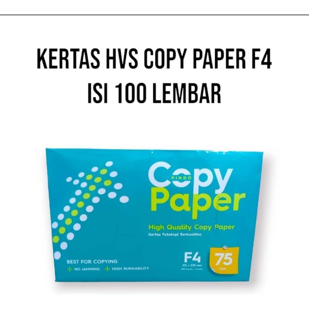 Jual KERTAS HVS UKURAN F4 / COPY PAPER / KERTAS FOTOKOPI 75 GSM ISI 100 ...
