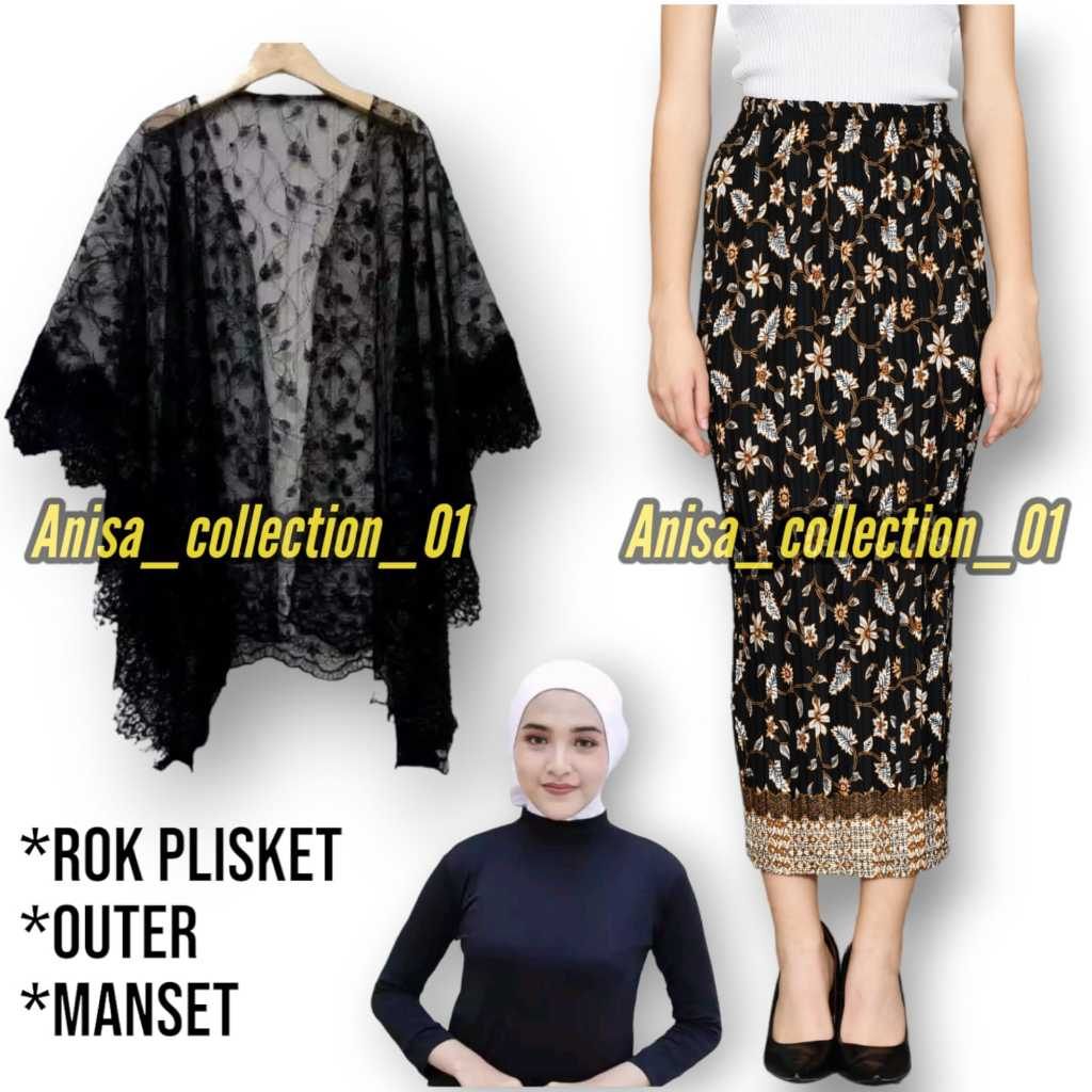 Jual Set kebaya outer tille cantik mix plisket batik brukat kondangan wisuda bridesmaid kebaya ...