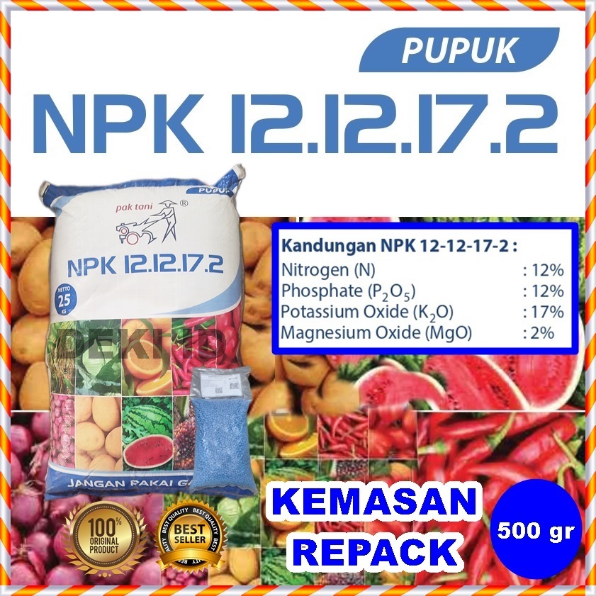 Jual Pupuk NPK 12 12 17 2 Pak Tani 500 gr Repack Tanaman Bunga Buah Partner Sayur Hias Anggur ...