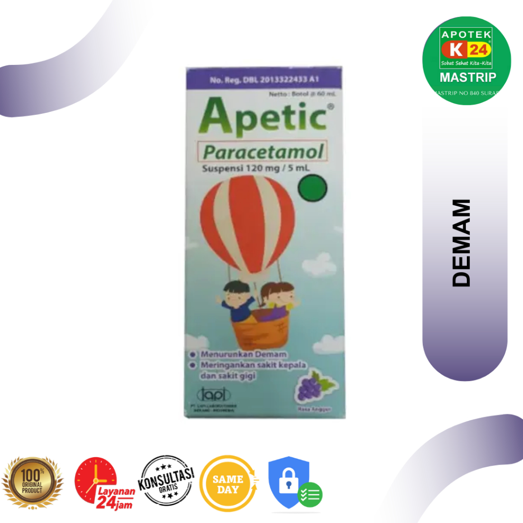 Jual APETIC SIRUP DEMAM SAKIT KEPALA DAN GIGI 0-12 TAHUN 60 ML RASA ...