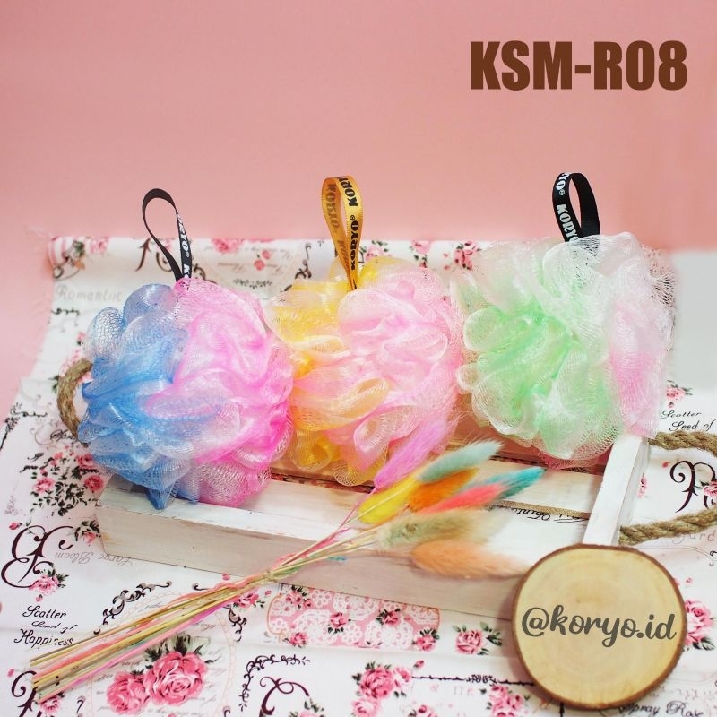 Jual Spons mandi Bulat Pelangi KORYO l Busa Mandi 35 GR Shower Puff ...