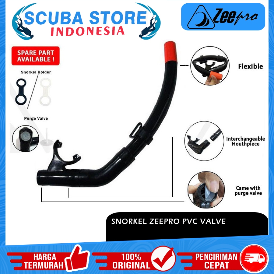 Jual Snorkel Zeepro PVC Valve Low Profile Flexible Freediving ...