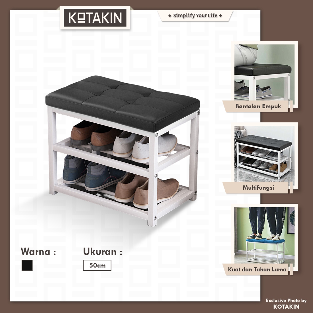 Jual Sofa Sandal 50CM Rak Tempat Sepatu Duduk Puff Besi Kokoh Kursi ...