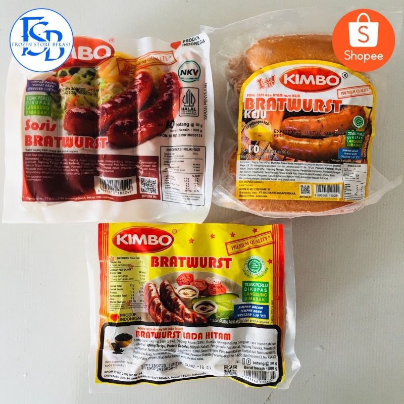 Jual SOSIS KIMBO BRATWURST ISI 10 ( ORIGINAL / KEJU / LADA HITAM ...