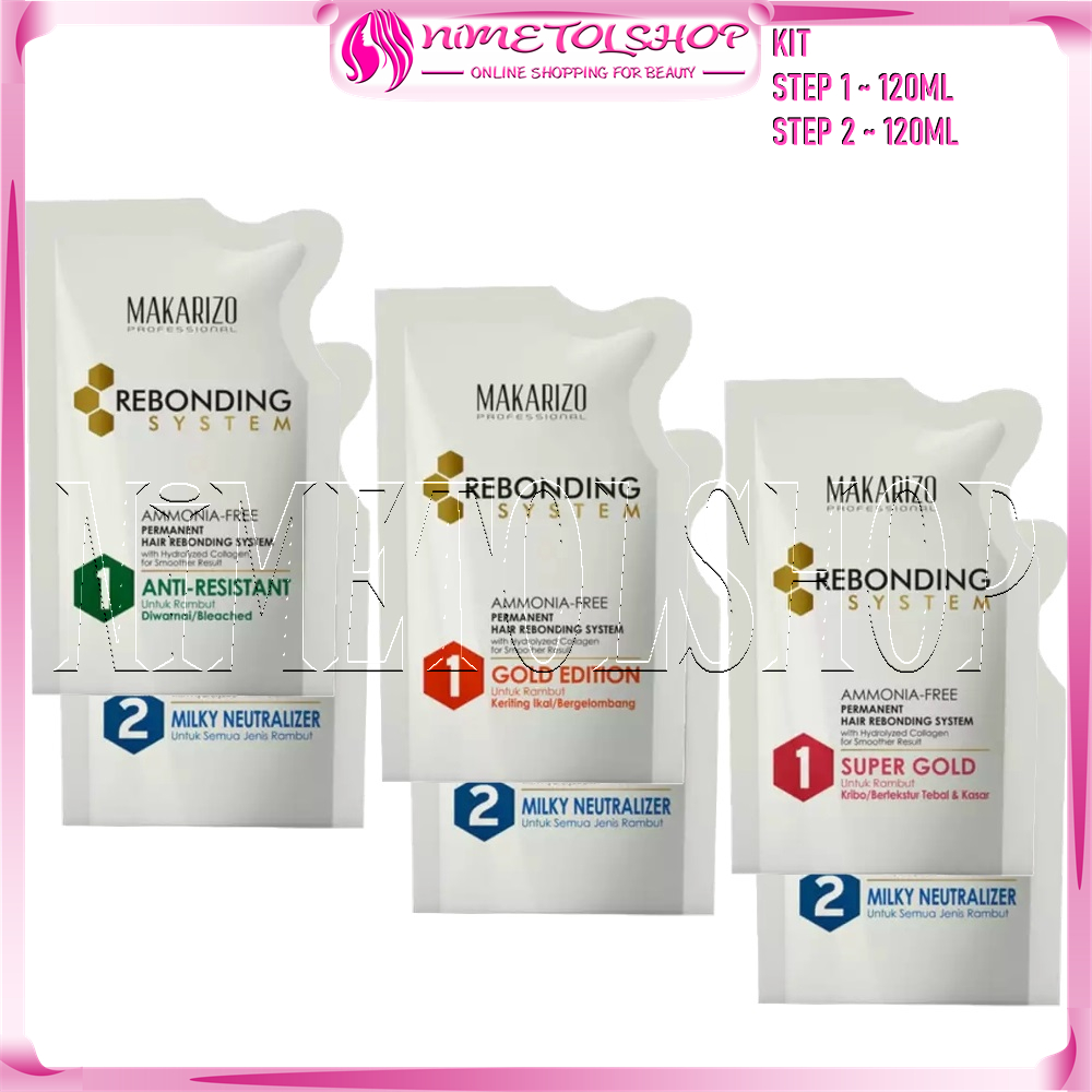 Jual (KIT) MAKARIZO Professional Rebonding System 120ml STEP 1 / 2 ...