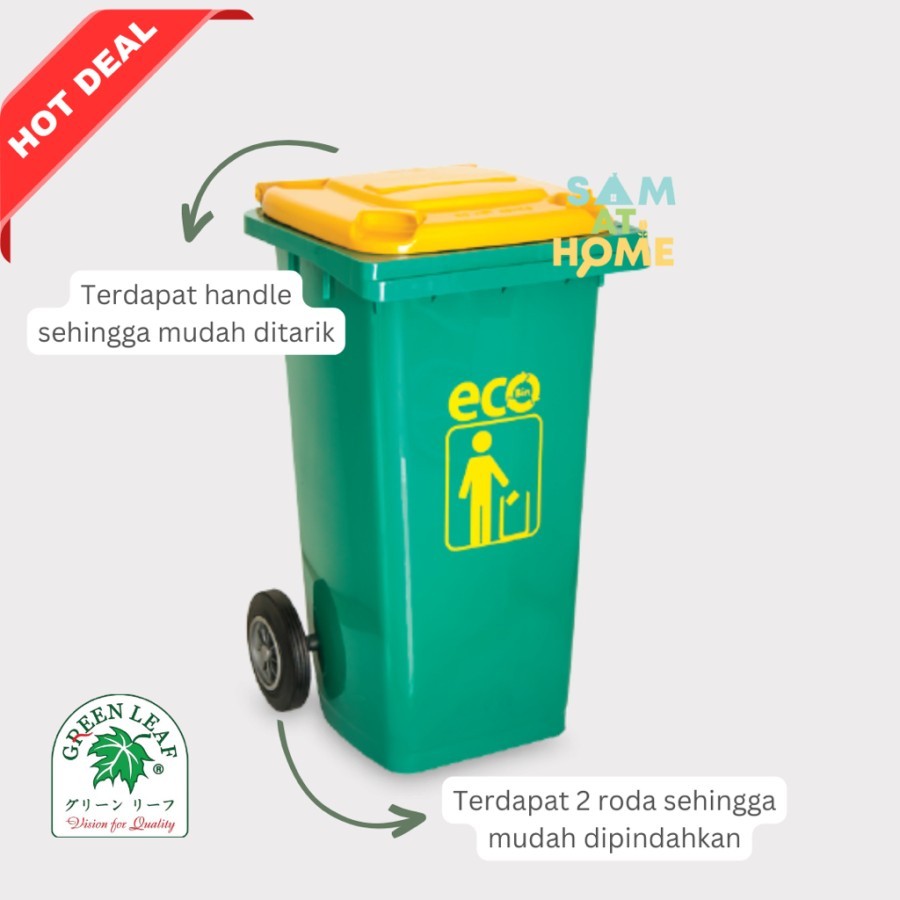 Jual GREEN LEAF TONG SAMPAH RODA 100 LITER TEMPAT SAMPAH BESAR DENGAN RODA PLASTIK TEBAL MURAH ...