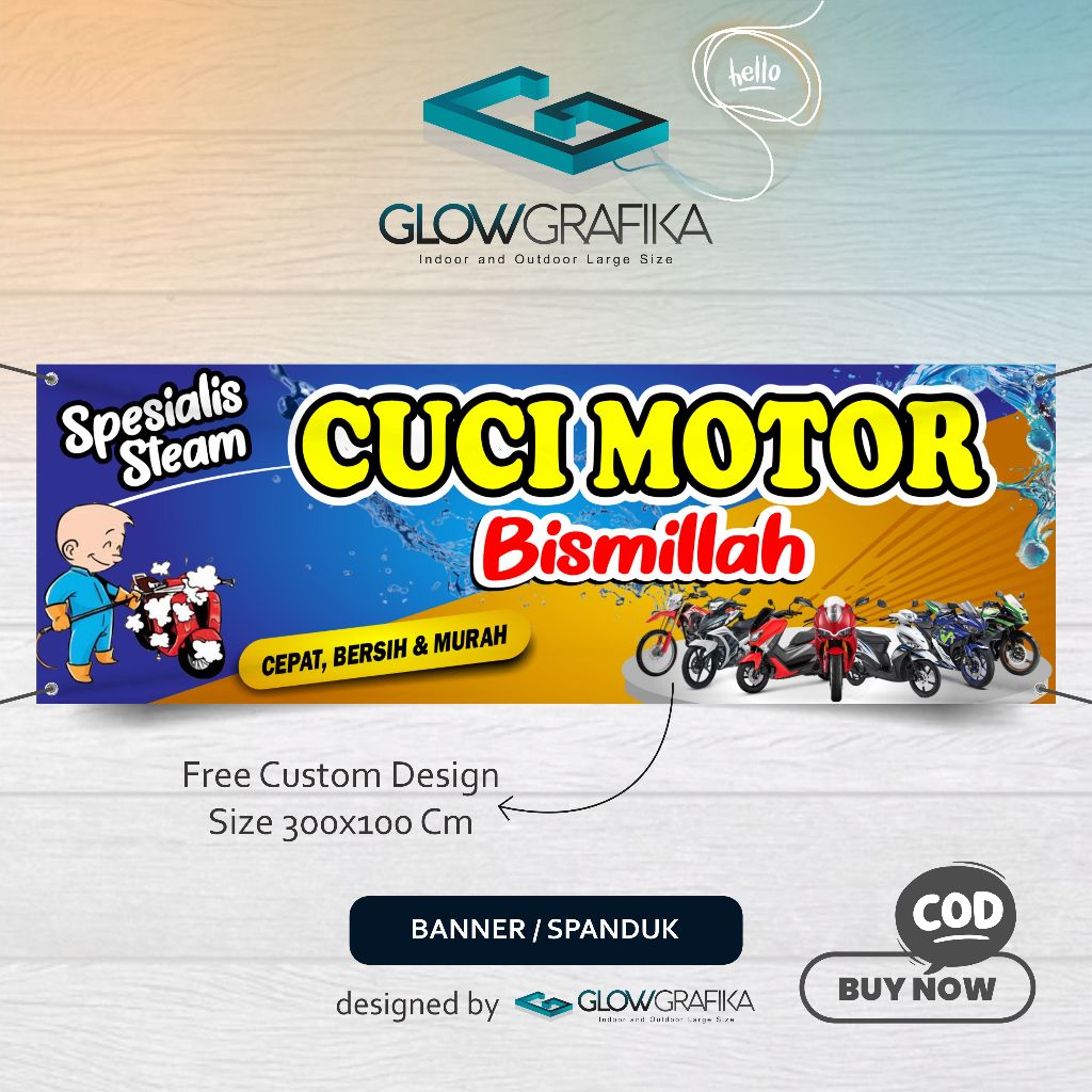 Jual Cetak Spanduk Banner Cuci Motor Bismillah | Shopee Indonesia