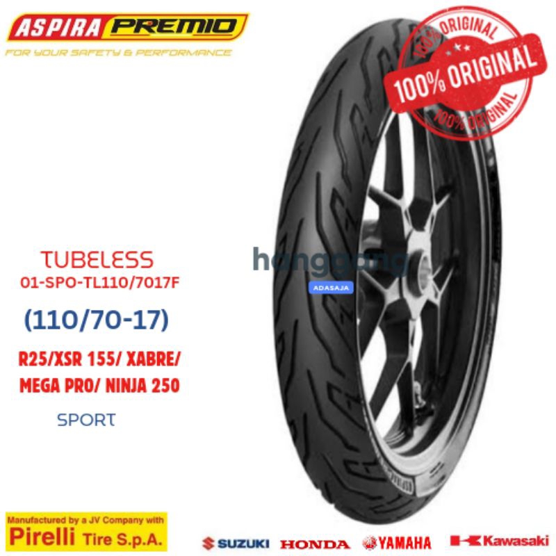 Jual Ban Luar Motor Tubeless Yamaha R25 XSR155 Ninja 250 Mega Pro 110/70-17 ASPIRA PREMIO ...