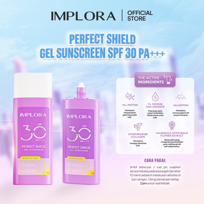 Jual IMPLORA Perfect Shield Sunscreen SPF40 & SPF30 Dengan Hyaluronic ...