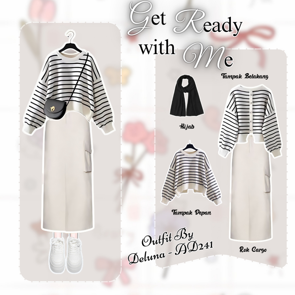 Jual 3 In 1 One Set Wanita Kekinian Korean Style Setelan ootd Hijab Terbaru Buat Kuliah Nonton ...