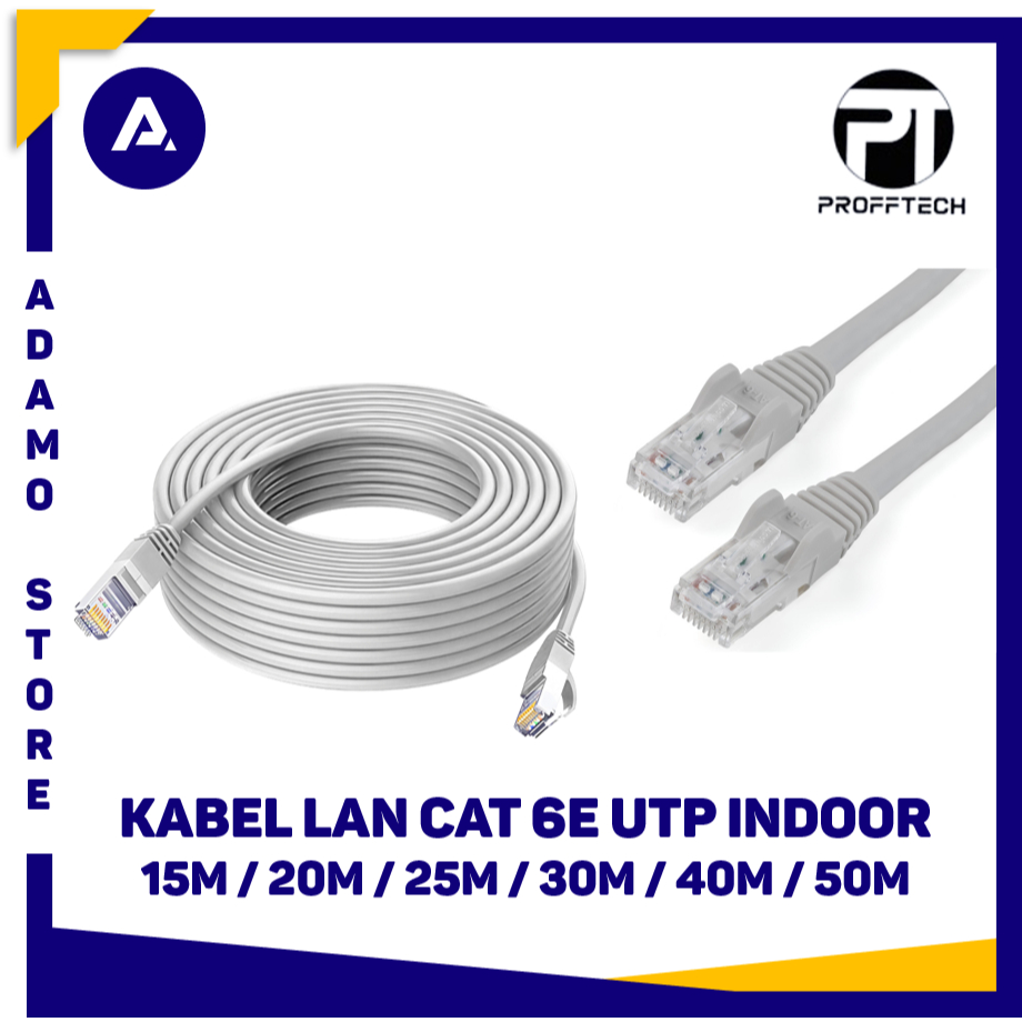 Jual Kabel LAN CAT6 UTP RJ45 High Speed LAN Cable CAT6E Indoor Profftech 15m / 20m / 25m /30m ...