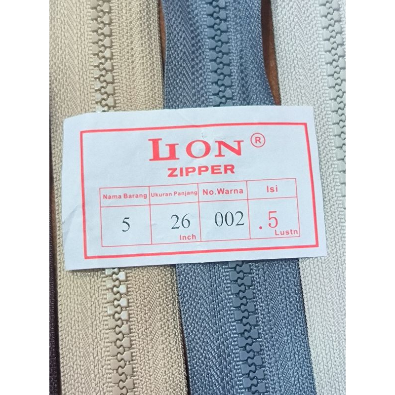 Jual Resleting/Sleting Jaket Vislon Lion 26 Inch atau 65 cm per pcs- bolak-balik-tdk ngunci ...