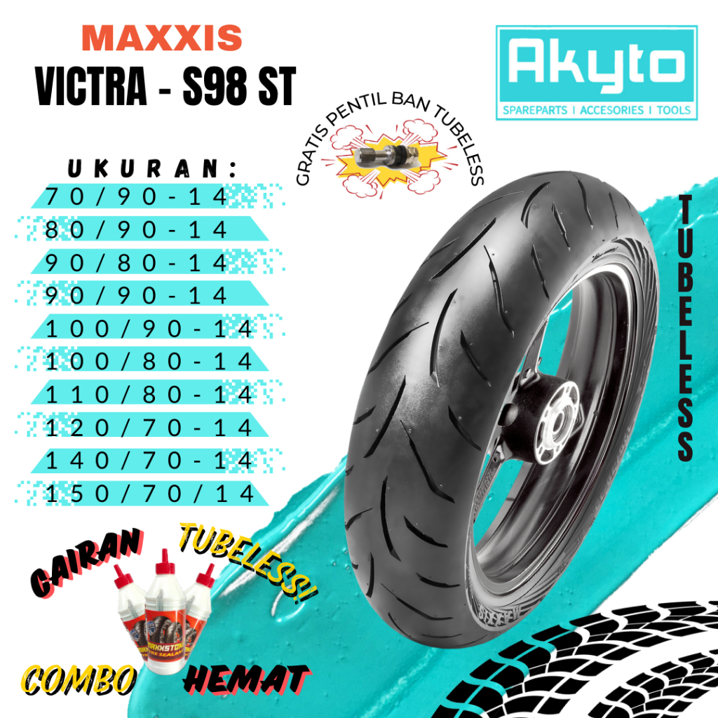 Jual BAN MAXXIS VICTRA S98 ST TUBELESS BAN MOTOR RING 14 FREE PENTIL ...