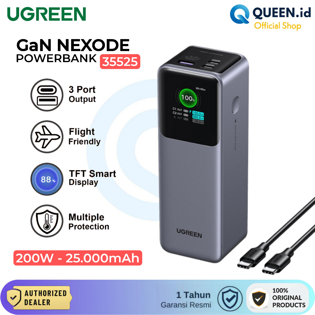 Jual UGREEN GaN Nexode Powerbank 25000mAh 200W USB C PD 3.0 QC Digital ...