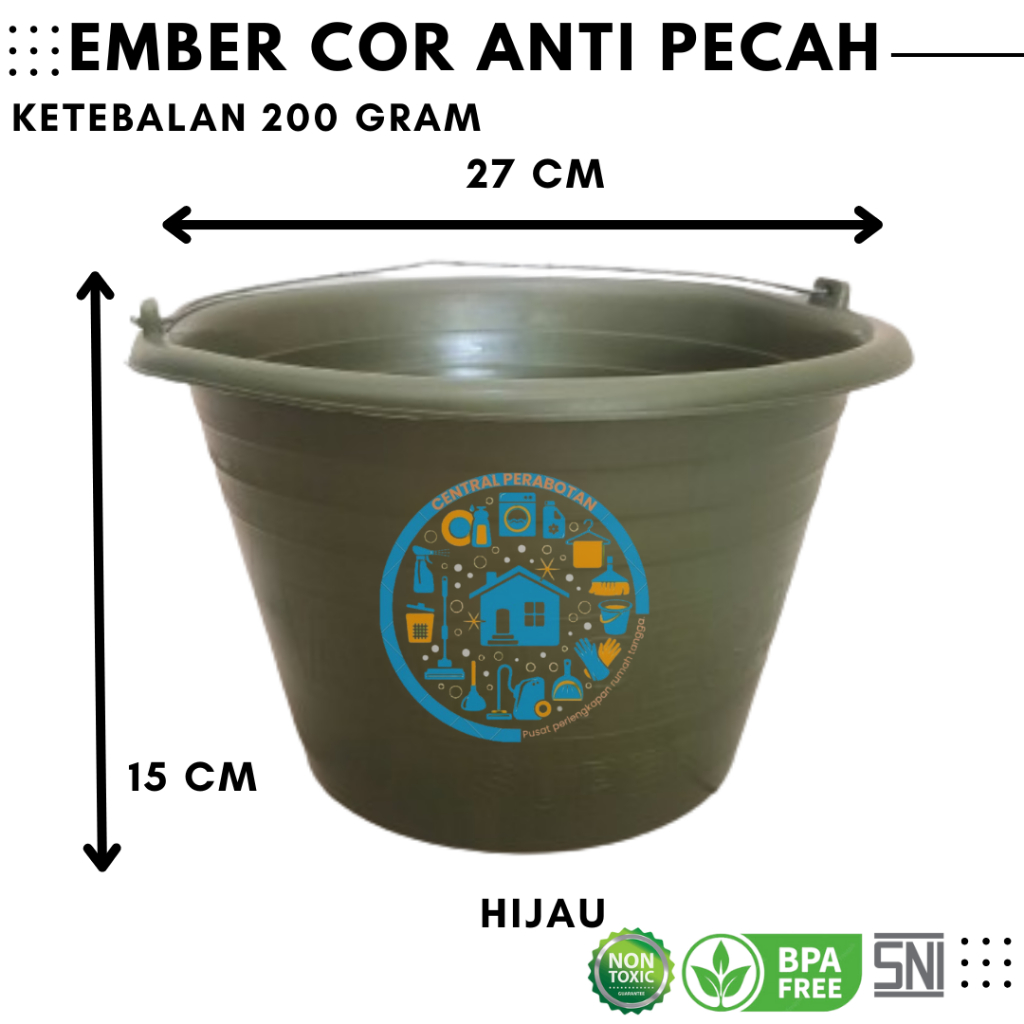 Jual Ember Plastik Hijau dan Hitam UK 14 | Ember Cor Anti Pecah | Ember ...