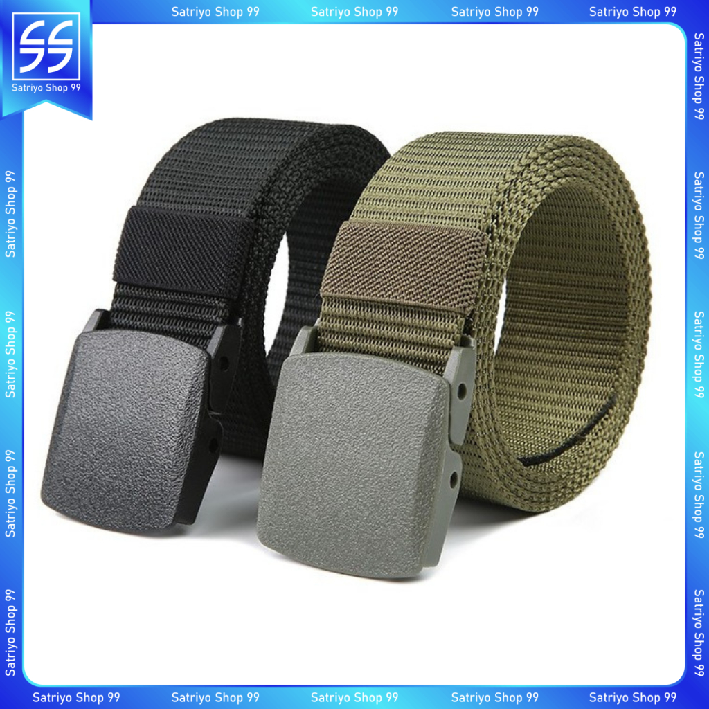 Jual Ikat Pinggang Sabuk Military Pria Sabuk Pria Nylon Canvas Gesper Plastik Anti XRAY Bandara ...