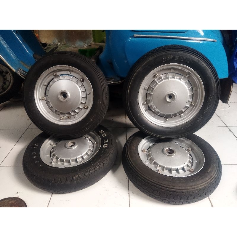 Jual paket ban velg tromol set depan belakang vespa upgrade r10 ring 10 sprin super porek kaki 3 ...