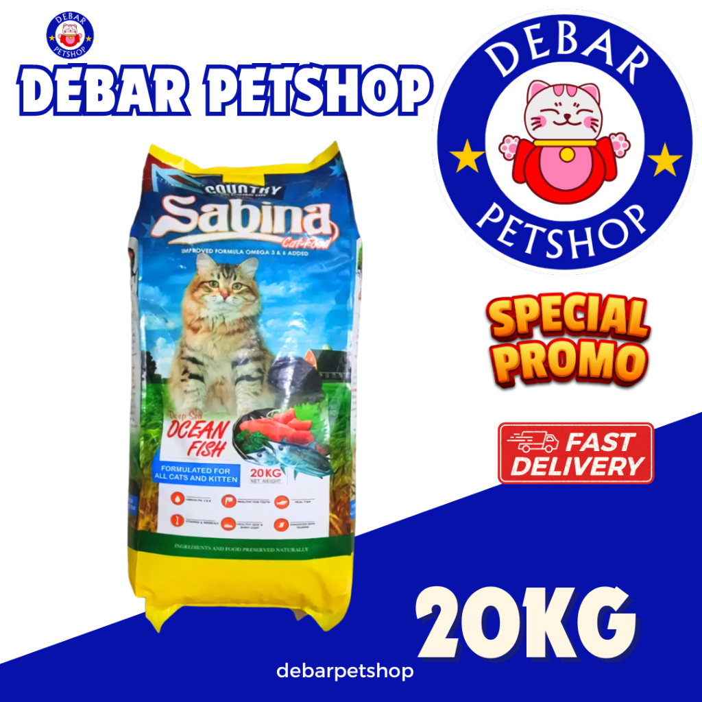 Jual COUNTRY SABINA CAT FOOD OCEAN FISH 20KG khusus GOJEK GRAB | Shopee ...