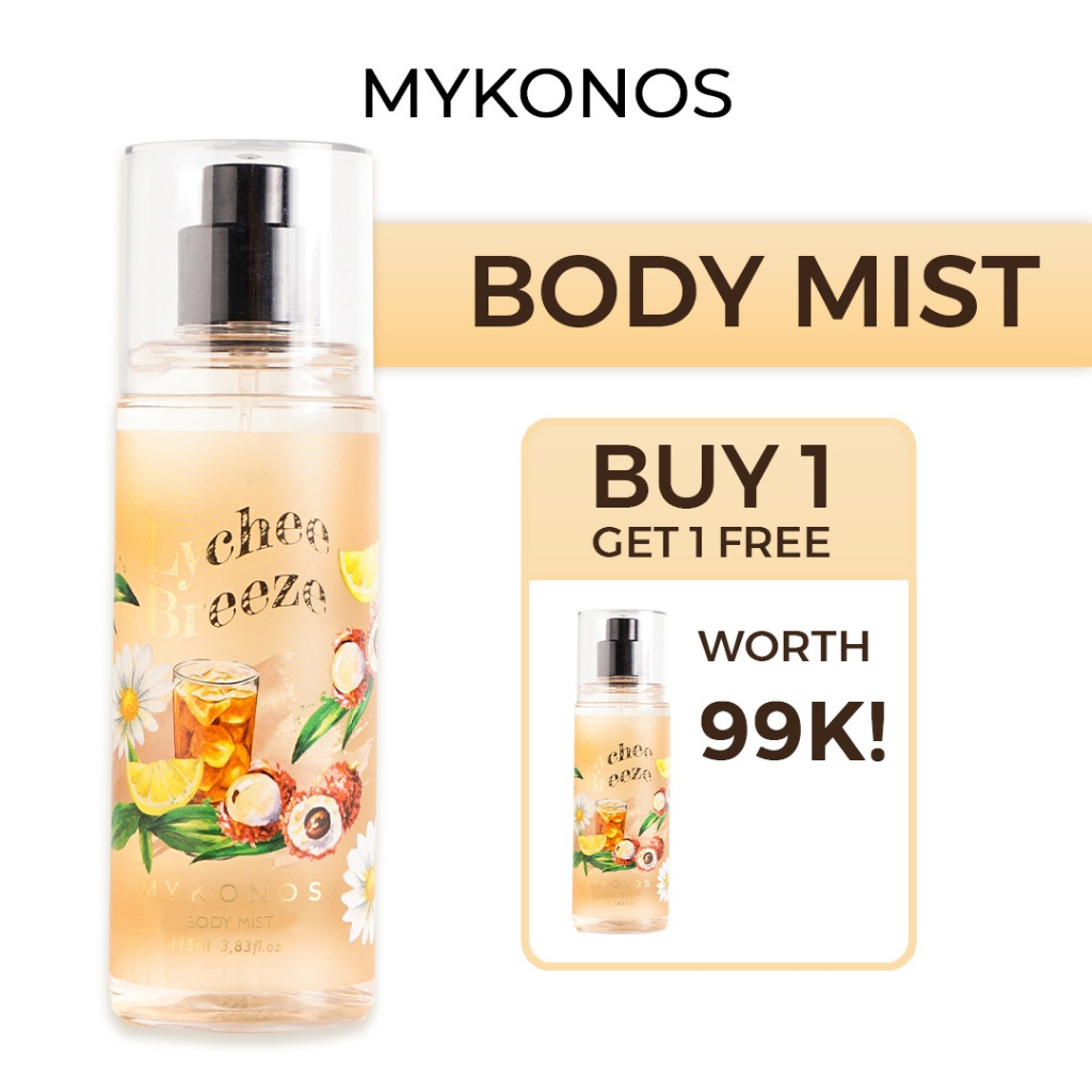 Jual (Buy 1 Get 1 free) Mykonos - Lychee Breeze Body Mist 115ml ...