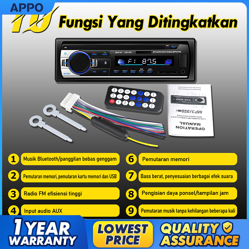 Jual Mukava Tape Audio Mobil Bluetooth Version Multifungsi Bluetooth USB MP3 FM Radio JSD- 520 ...