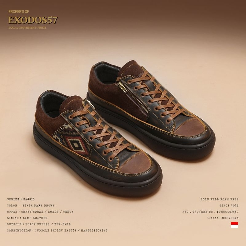 Jual Exodos Saggio Etnik Dark Brown - Sepatu Sneakers Kulit Pria ...