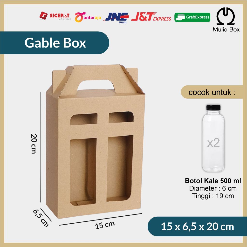 Jual Kardus Packing Jinjing / Gable Box 15 x 6,5 x 20 cm 2 Botol Kale ...