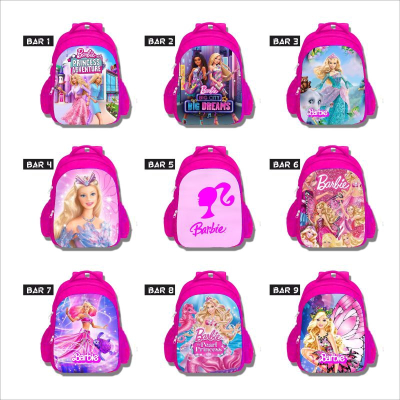 Jual TAS RANSEL ANAK SEKOLAH KARAKTER BARBIE PINK FREE CETAK NAMA DAN ...