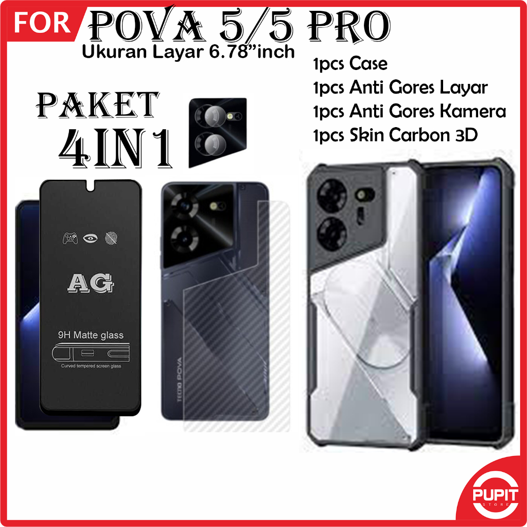Jual Paket Lengkap 4in1 Case Tecno Pova 5, 5 Pro Pova 4, 4 Pro Softcase ...