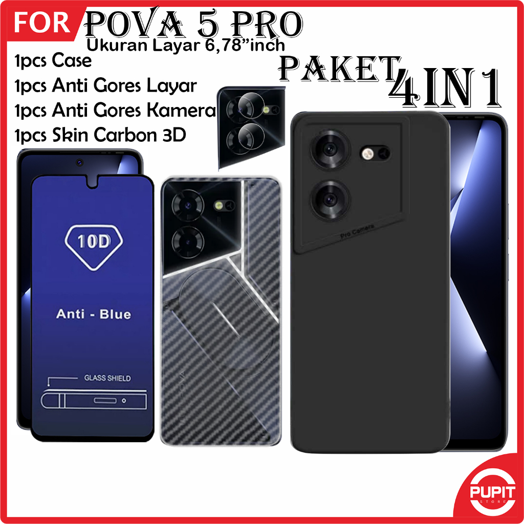 Jual Paket Lengkap 4in1 Case Tecno Pova 5, 5 Pro Pova 4, 4 Pro Softcase ...