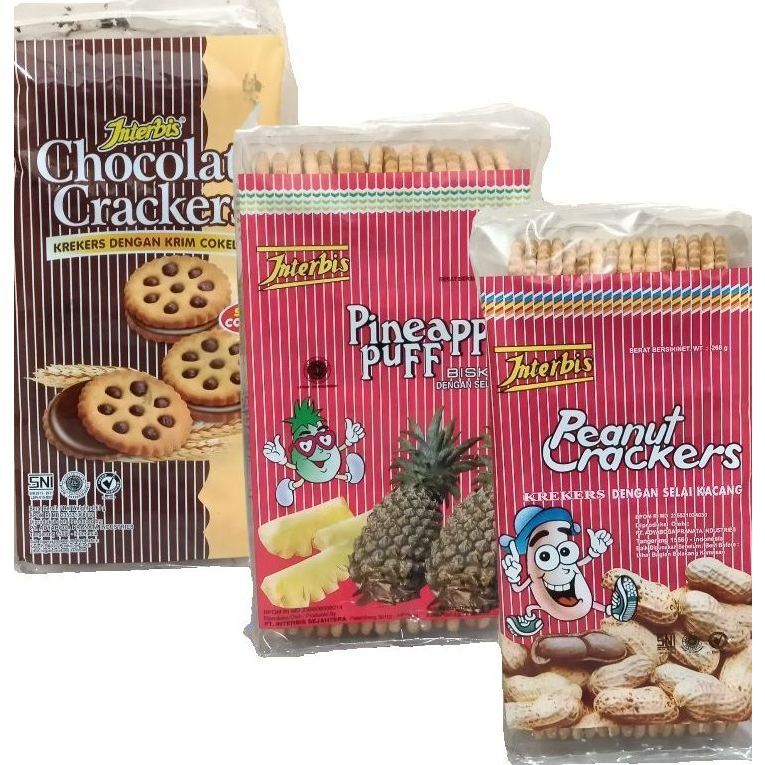 Jual Biskuit INTERBIS Peanut Crackers Pineapple & Coklat Biscuit Kacang ...