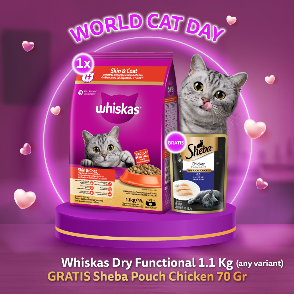 Jual Makanan Kucing Whiskas Dry Functional Skin Indoor Urinary Hairball ...