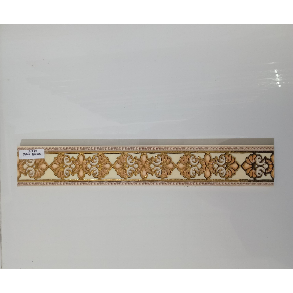 Jual LIST KERAMIK 10 x 50 5002 BROWN/ LIST DINDING MOTIF UKIRAN (GOLD ...