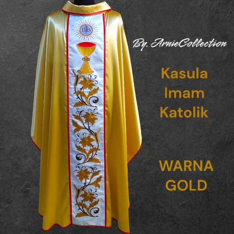 Jual Kasula Romo Imam Katolik/Kasula Bordir/Chasuble/Kasula Warna Gold ...