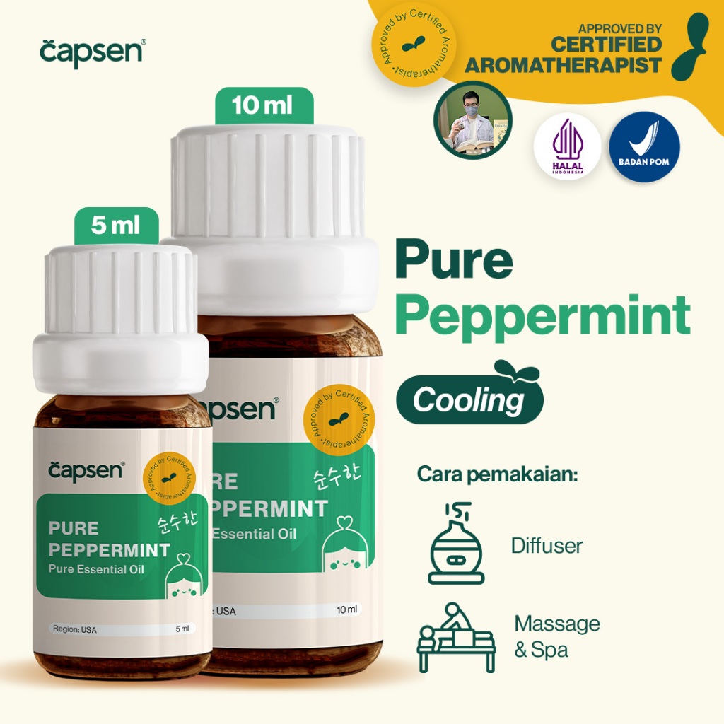Jual CAPSEN Pure Peppermint Essential Oil 100% Murni Aromatherapy Diffuser Humidifier ...