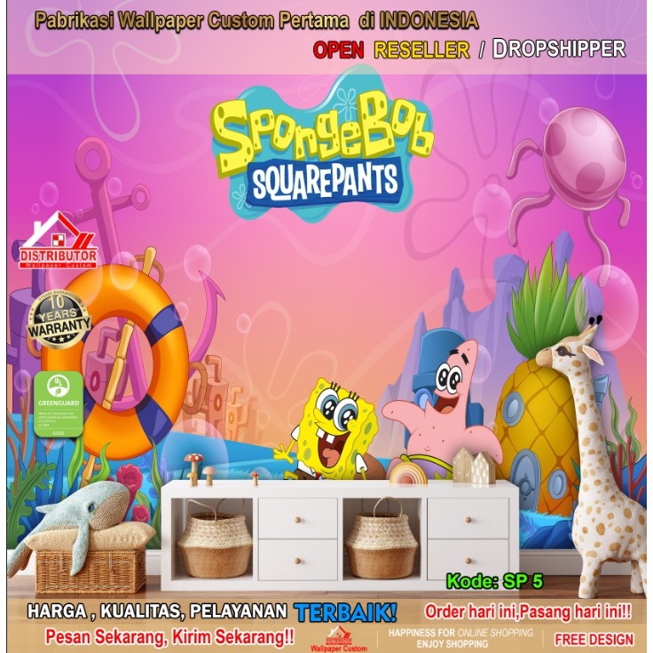 Jual Wallpaper Dinding Custom 3D Animasi Anak | Animasi spongebob ...