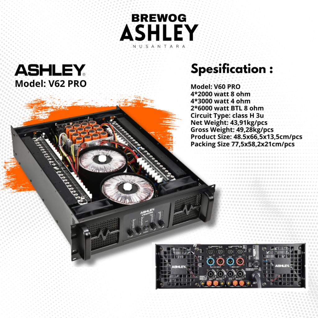Jual ORIGINAL Brewog Ashley Professional Power Amplifier Ashley V62 Pro ...