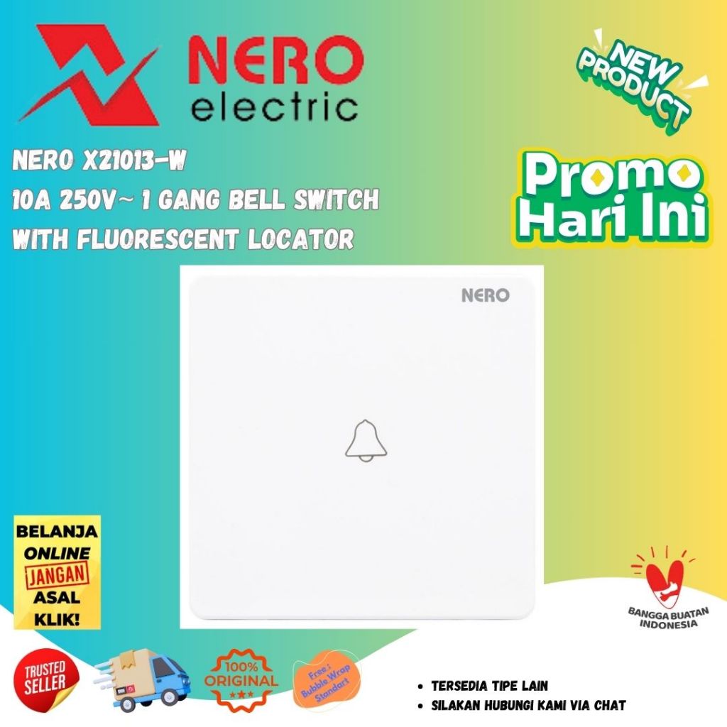 Jual Nero Saklar Bell CASA X2 X21013W White 1 Gang Bell Switch with ...