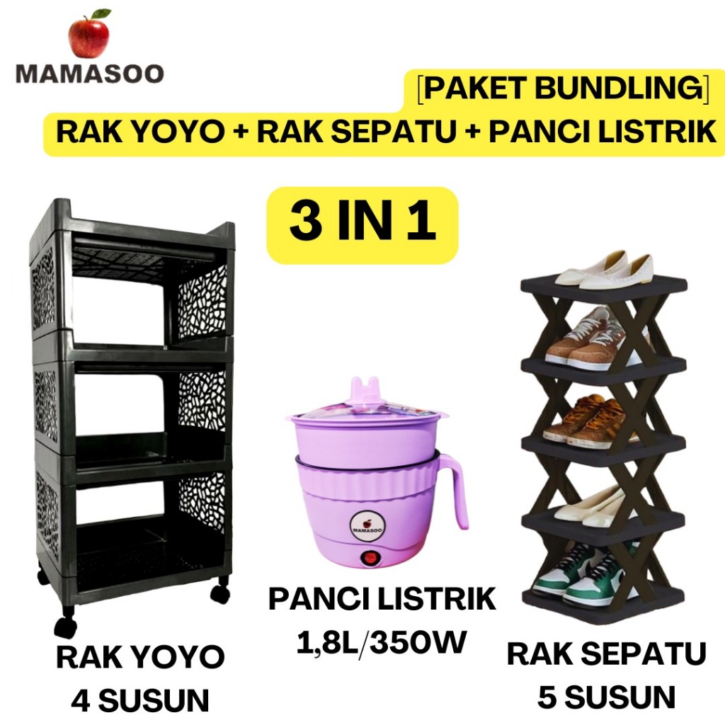 Jual MAMASOO [Paket Bundling] Rak Yoyo 4 Susun + Rak sepatu 5 Susun ...
