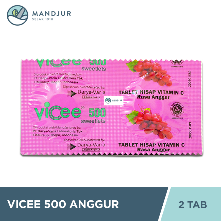 Jual Vicee 500 Mg Anggur 2 Tablet - Tablet Hisap Vitamin C 500 Mg ...