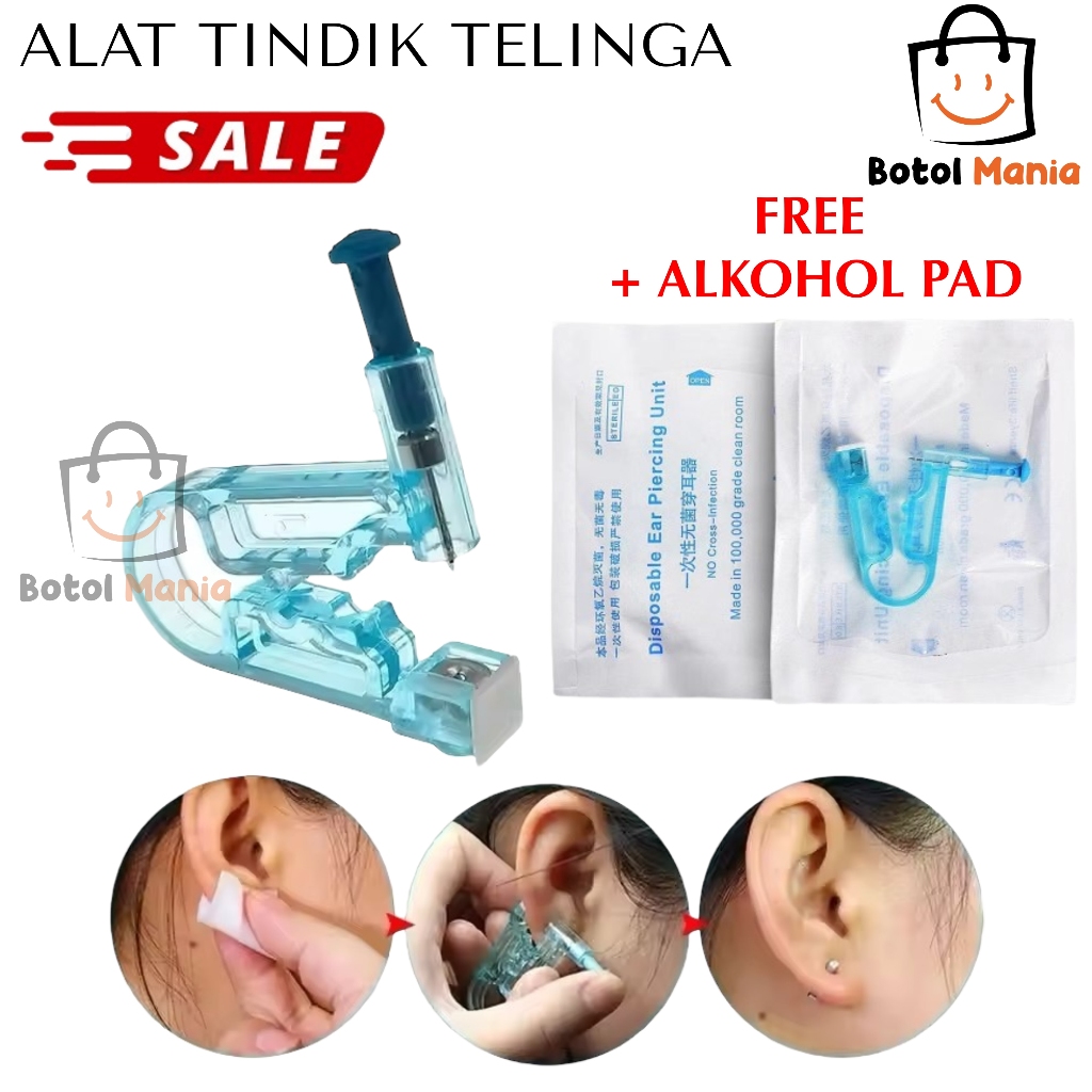 Jual BM - TINDIK KUPING SEKALI PAKAI + ALKOHOL PAD / ALAT TINDIK ...