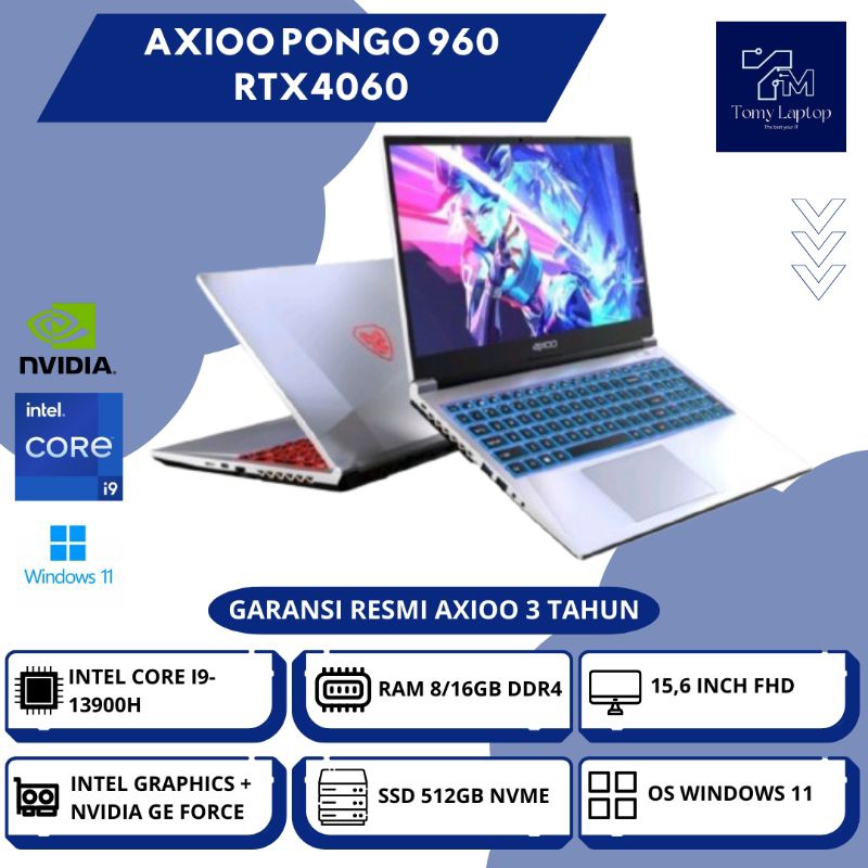 Jual LAPTOP BARU AXIOO PONGO 960 RTX4060/ INTEL CORE I9-13900H/ RAM 8 ...