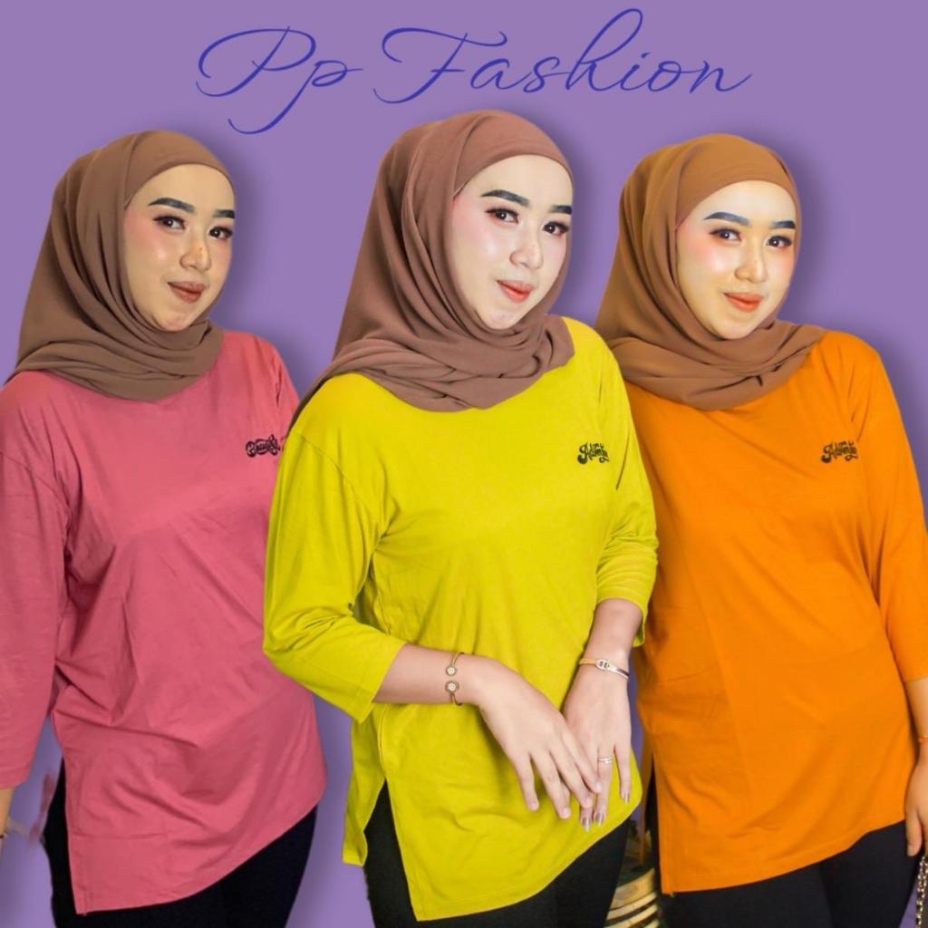 Jual Kaos Oversize Wanita High Slit Spandek Rayon Premium T Shirt